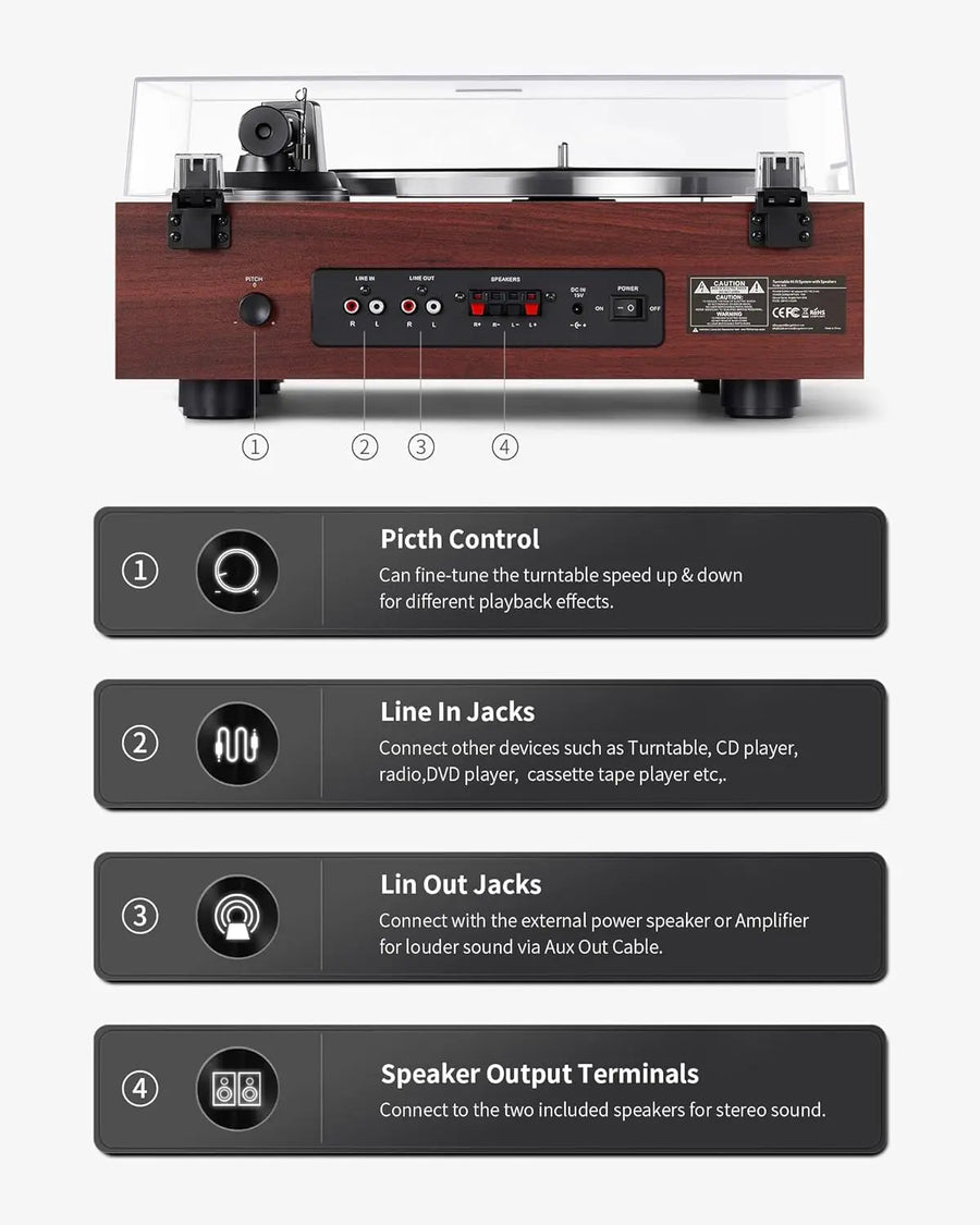 Angels Horn AH6 Turntable HiFi System - Premium Record Player with ...