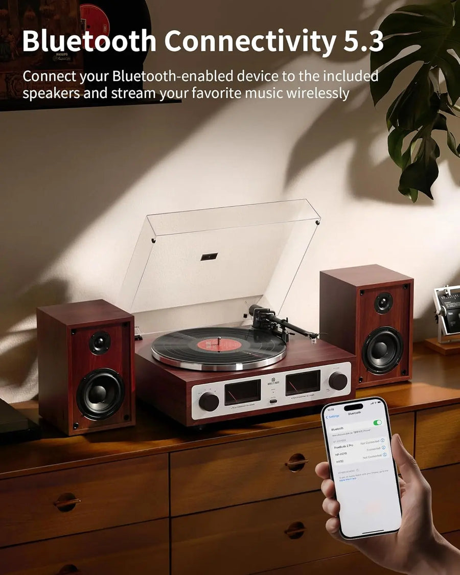 Angels Horn AH6 Turntable HiFi System - Premium Record Player with ...