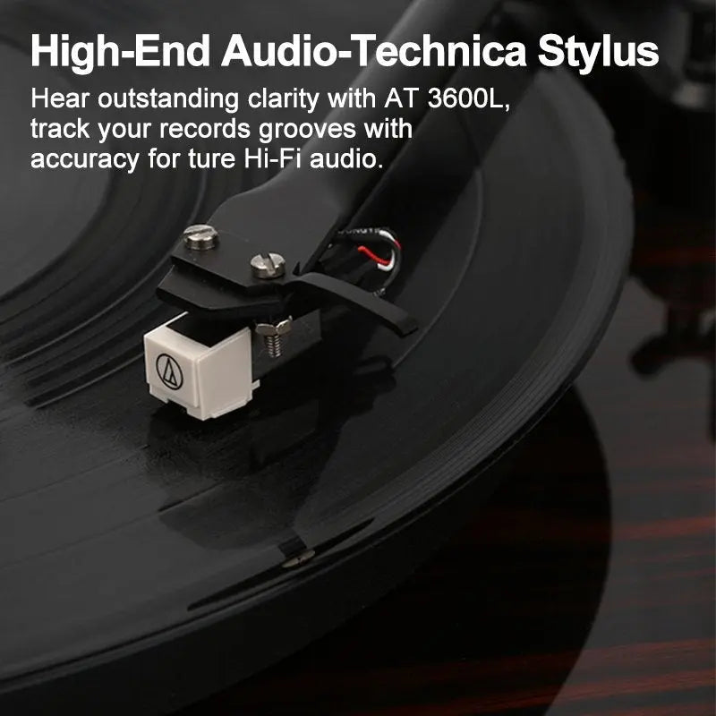 H002-BK Mahogany Two-speed Vinyl Classic Retro Turntable – AngelsHorn