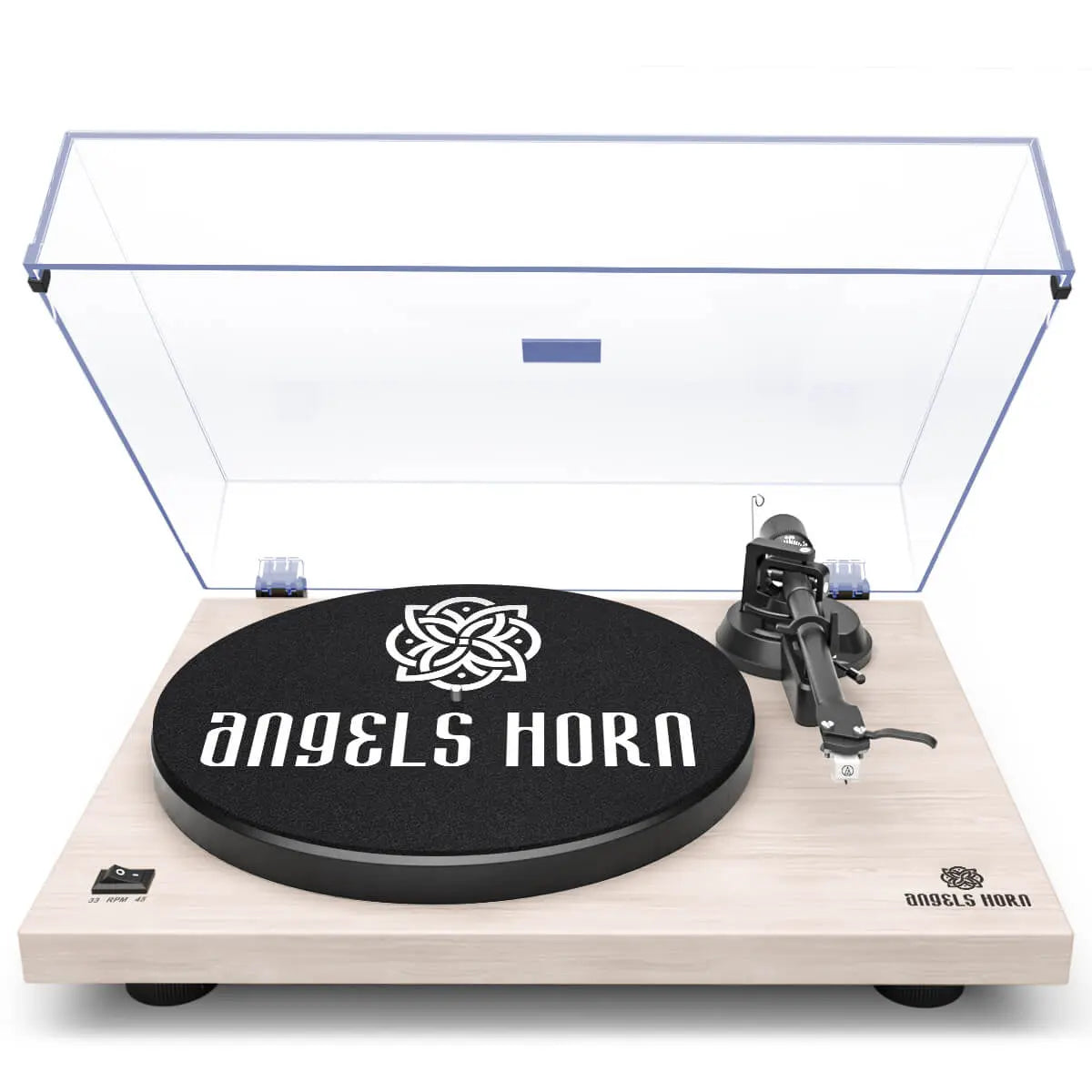 H002-BK White Maple Modern Vintage Turntable | Angels Horn® – AngelsHorn